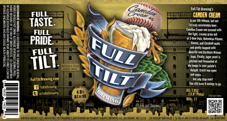 Full Tilt Brewing to Release Camden Cream | Brewbound